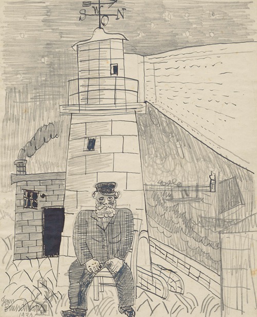 Nude kneeling man - Artvee