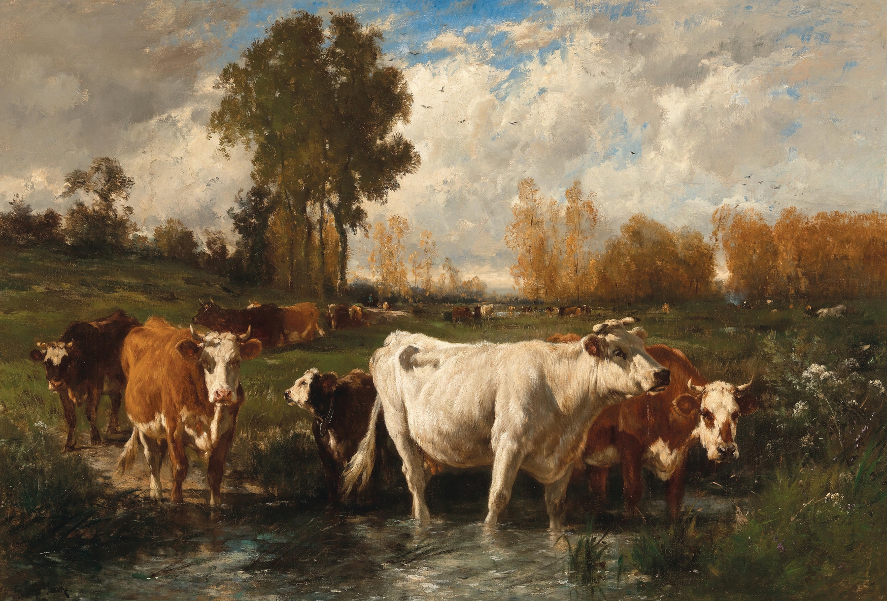 Cows in a Meadow - Artvee