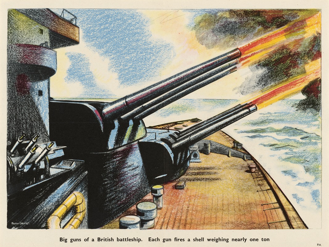 Big Guns Of A British Battleship By Roland Davies Artvee