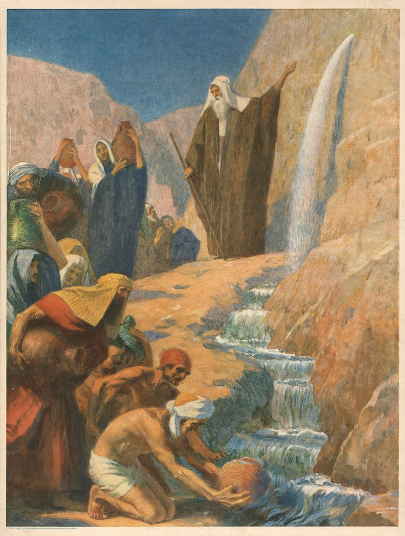 Moses strikes the rock for water - Artvee