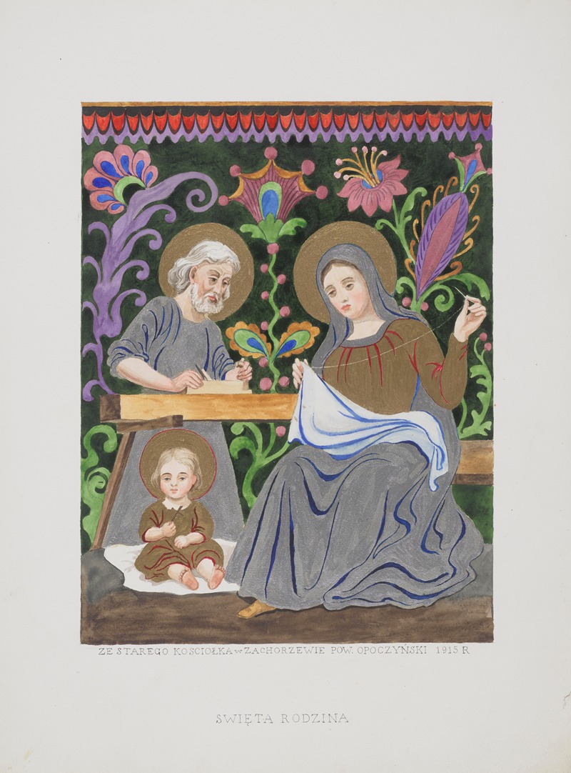 The Holy Family; from the old church in Zachorzewo, Opoczno County - Artvee
