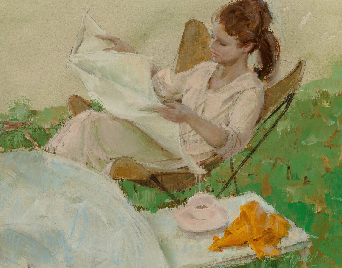 Girl Reading by - Artvee