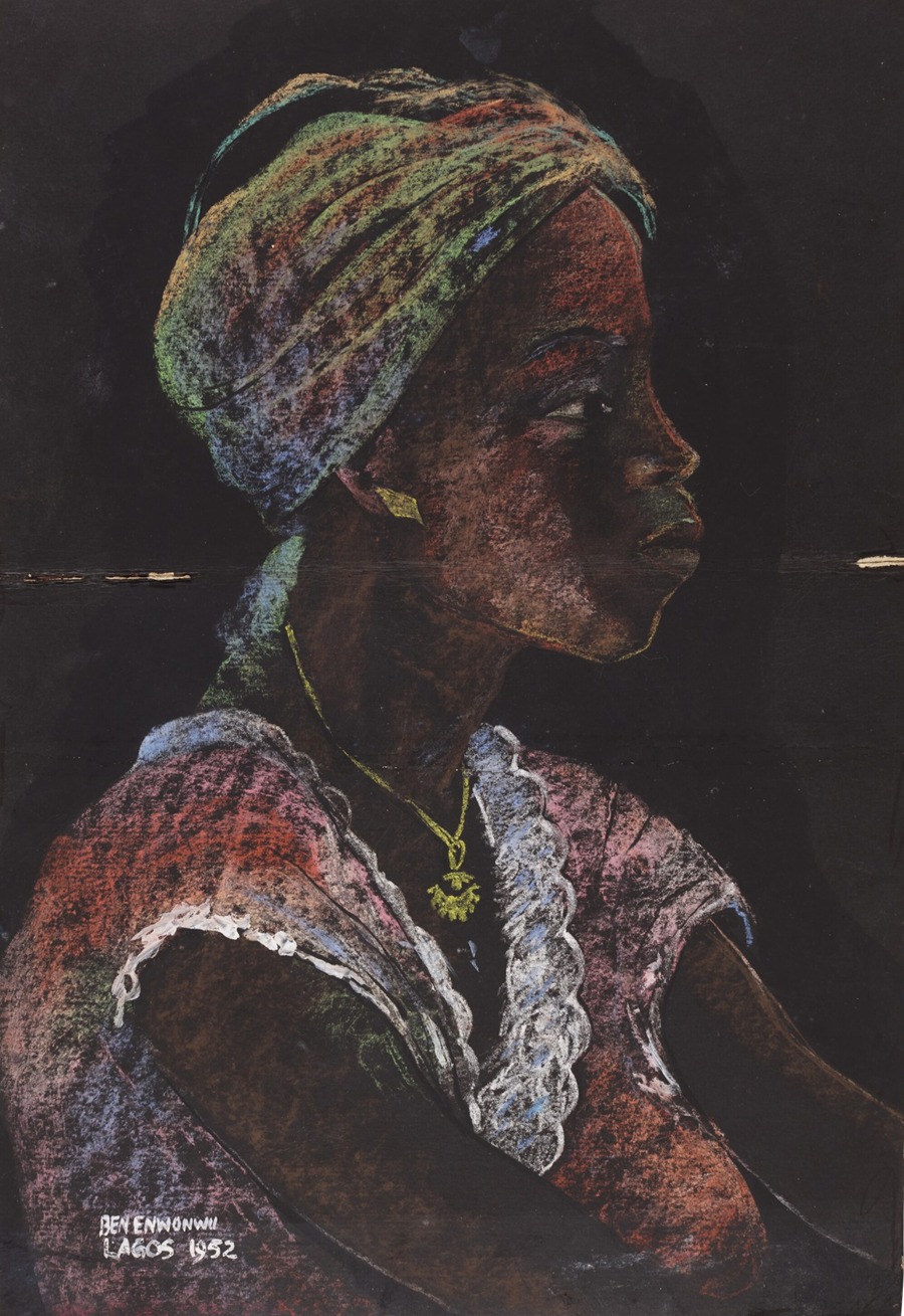 Portrait of a Woman by Ben Enwonwu - Artvee