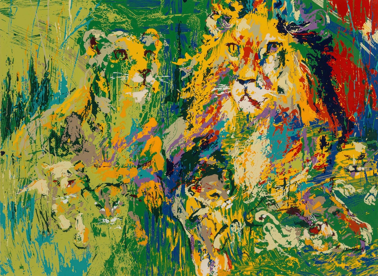 Lion Family by LeRoy Neiman - Artvee