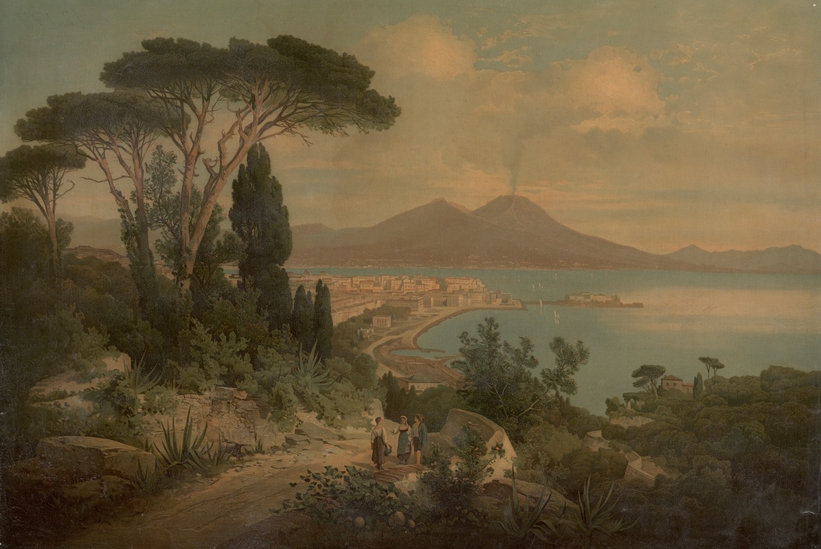 Naples with Mount Vesuvius. - Artvee