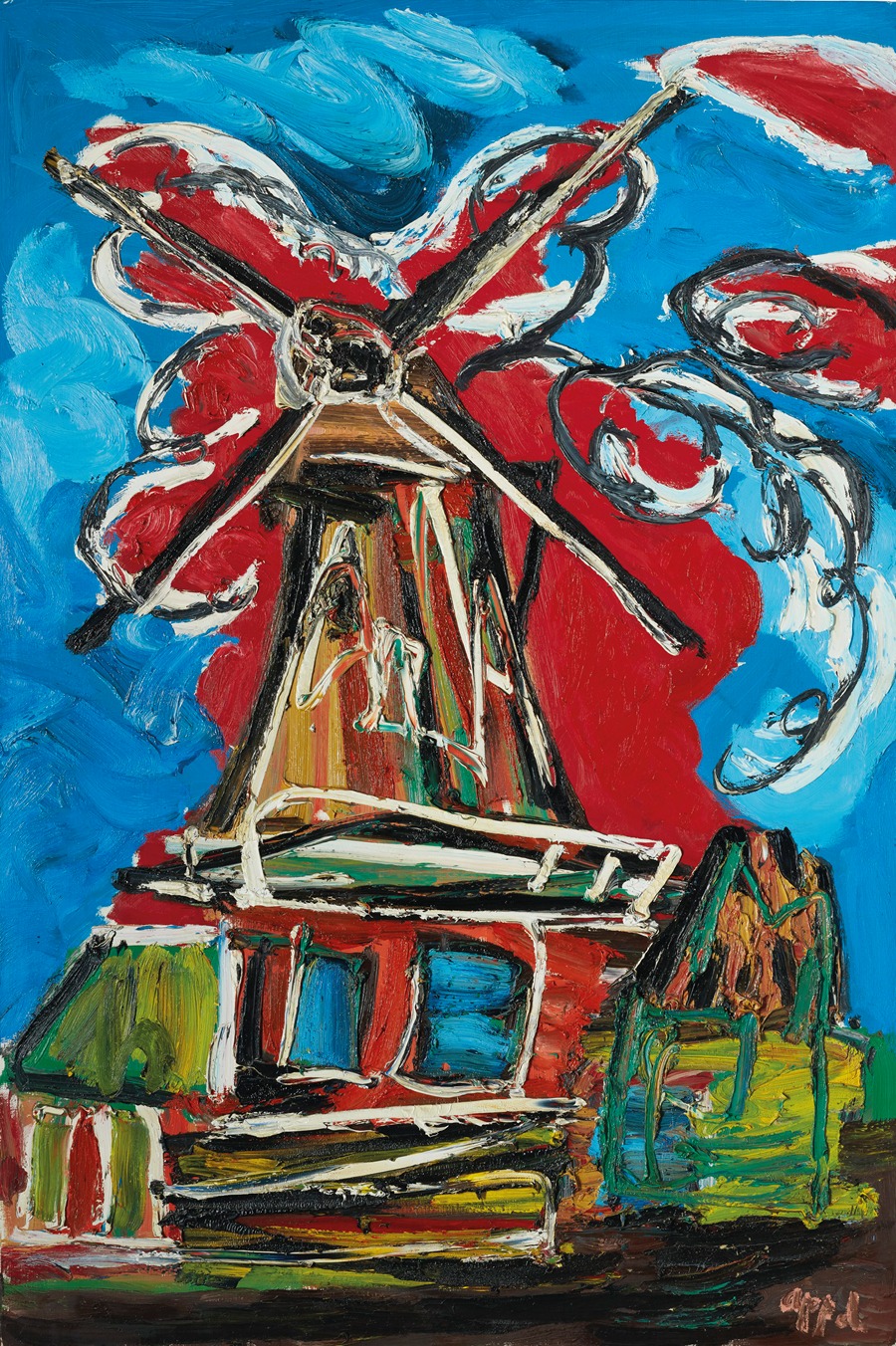 The mill by Karel Appel - Artvee