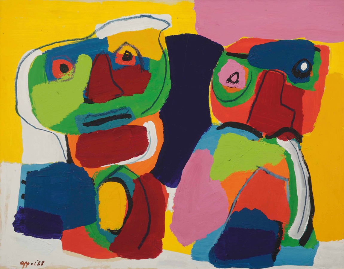 Two children by Karel Appel - Artvee