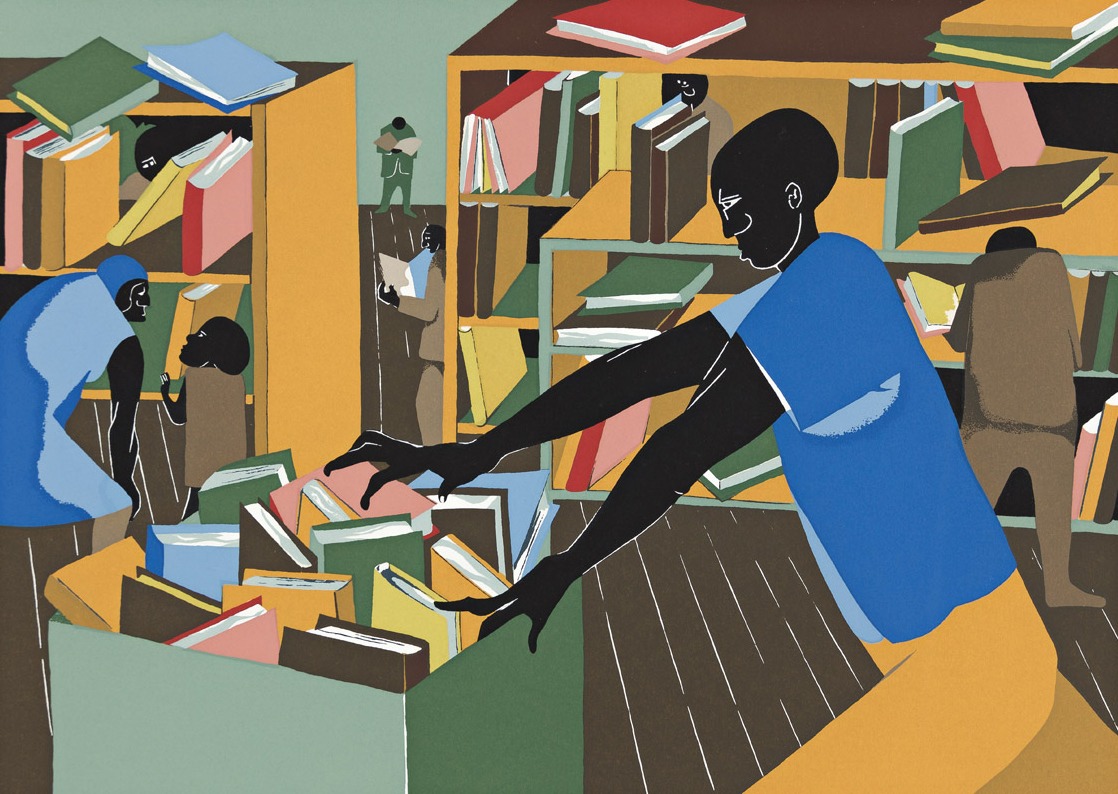 The Library by Jacob Lawrence - Artvee