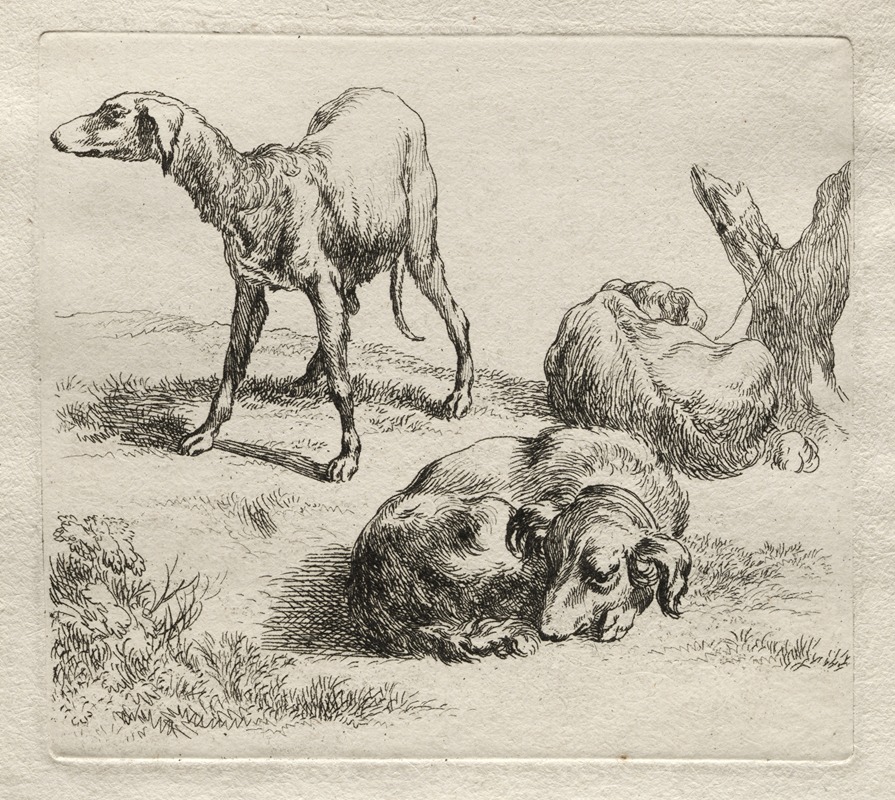 Three Hunting Dogs - Artvee