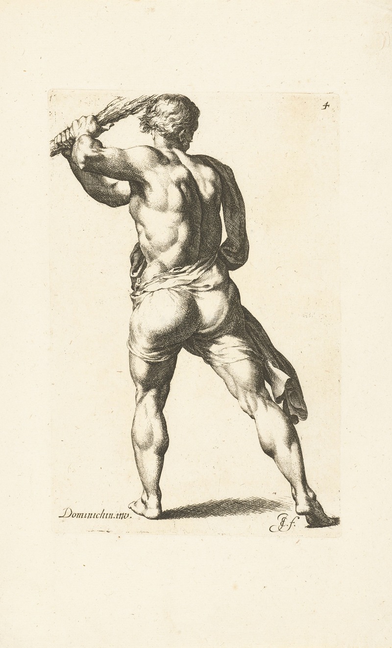 Man hitting with a bundle of branches - Artvee