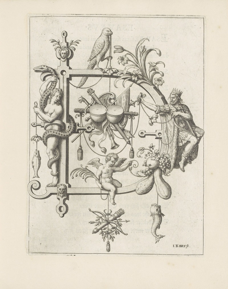 Letter D with King David - Artvee