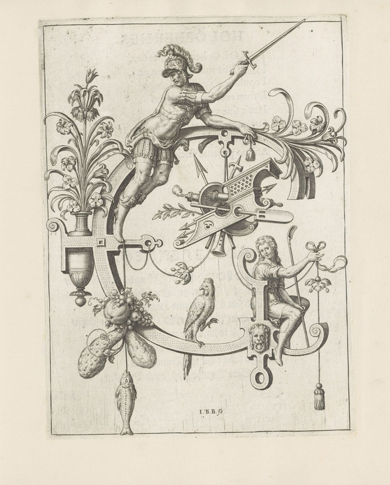 Letter G with David and Goliath - Artvee