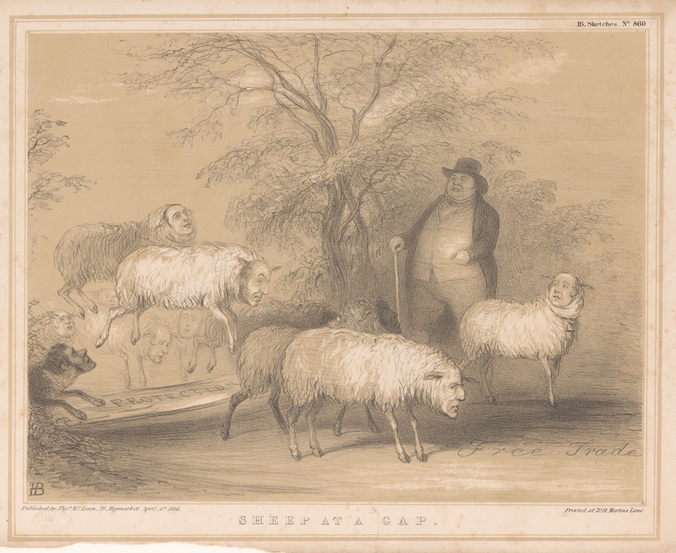 Sheep at a gap - Artvee