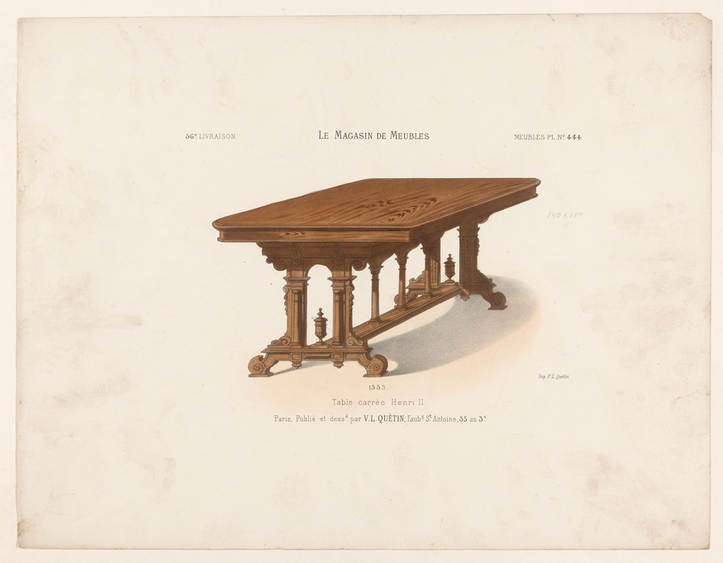 Table carrée Henri II - Artvee