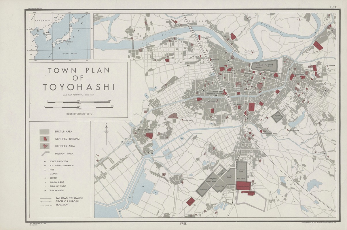 Town plan of Toyohashi - Artvee