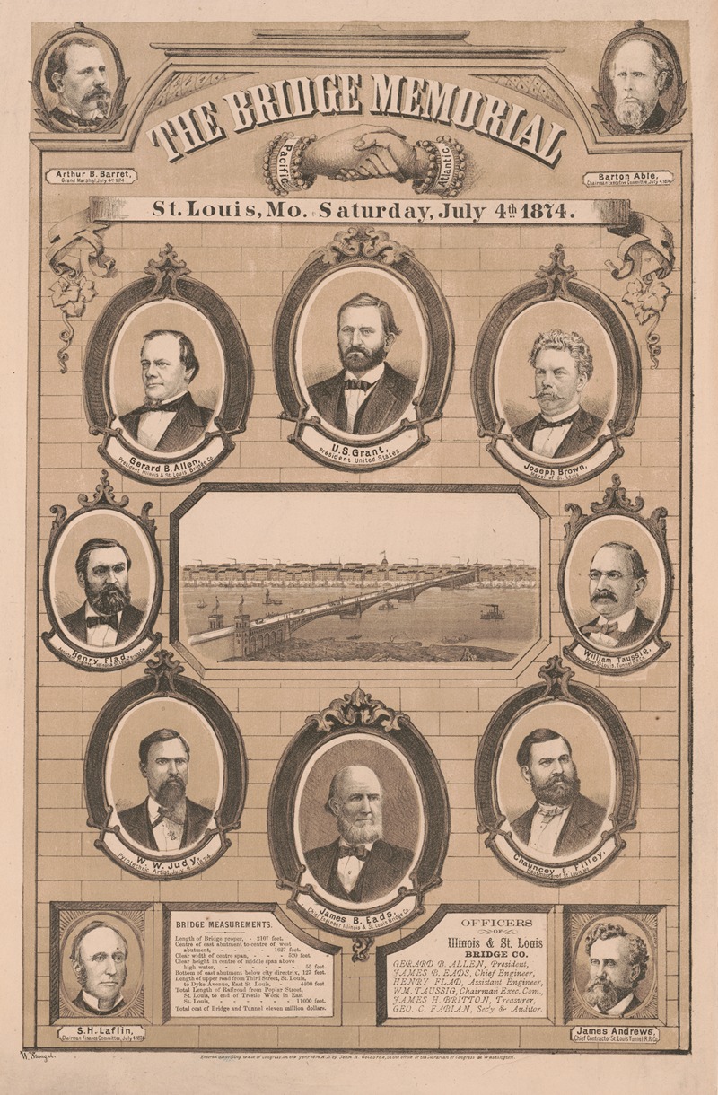 The bridge memorial, St. Louis, Mo. Saturday, July 4th, 1874 - Artvee
