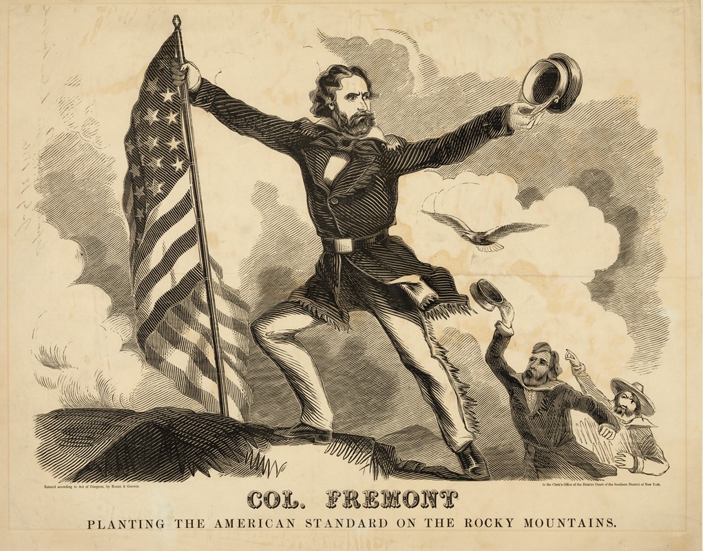 Col. John C. Fremont planting the American standard on the Rocky ...