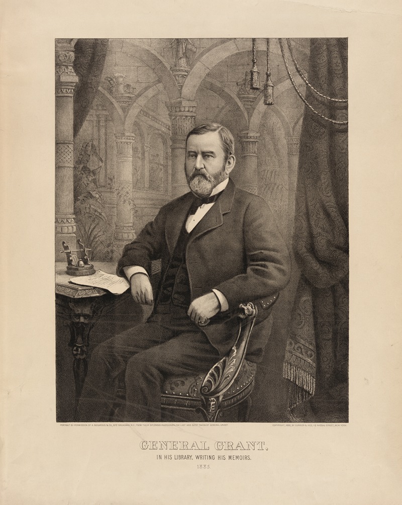 General Grant in his library, writing his memoirs, 1885 - Artvee