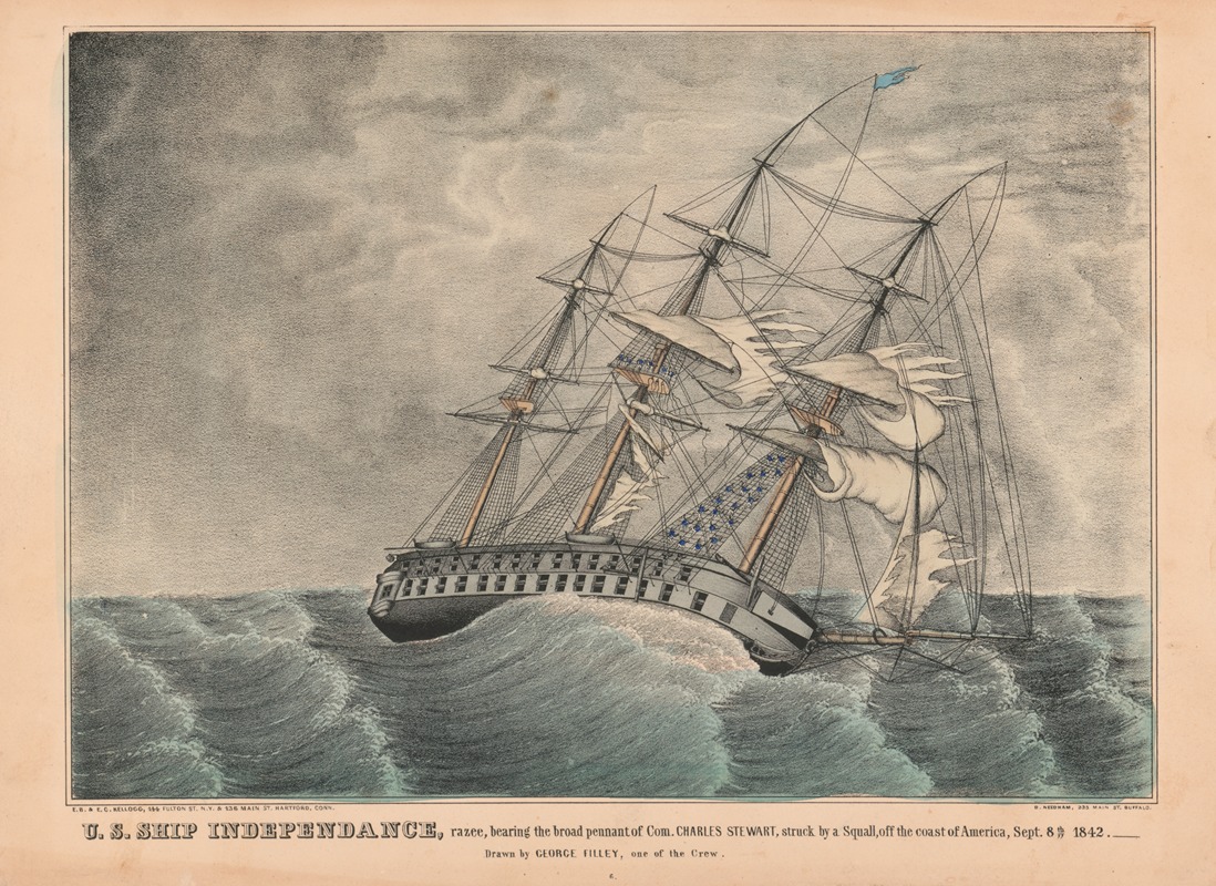 U.S. ship Independance, razee, bearing the broad pennant of Com ...