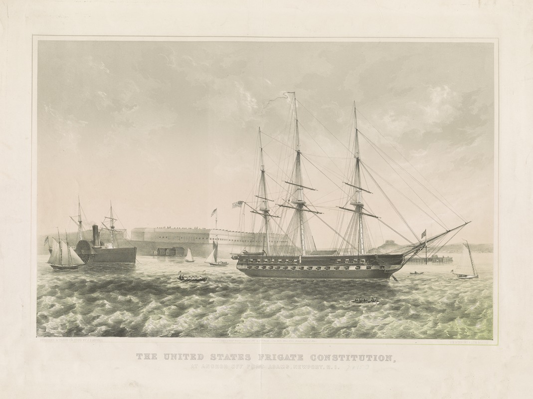 The United States frigate Constitution – at anchor off Fort Adams ...