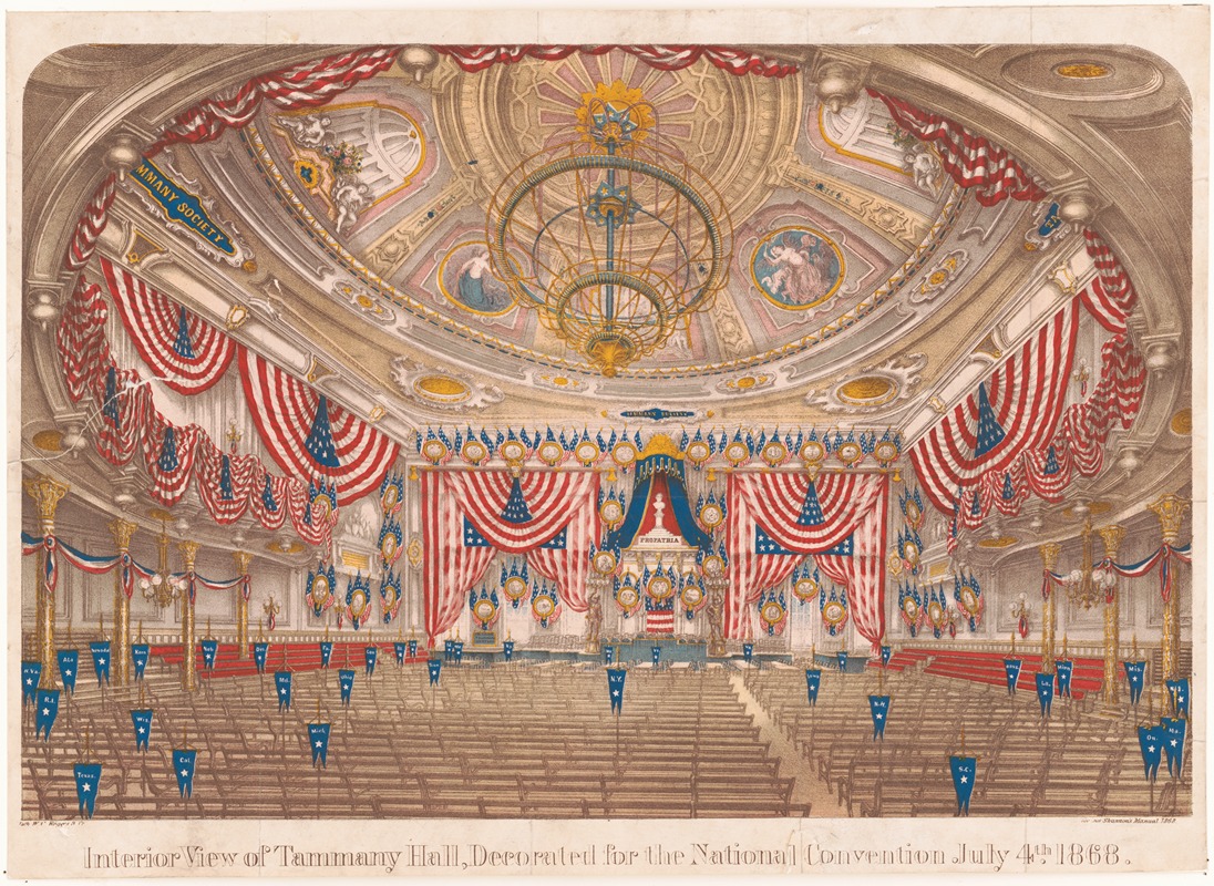 Interior view of Tammany Hall, decorated for the National Convention ...