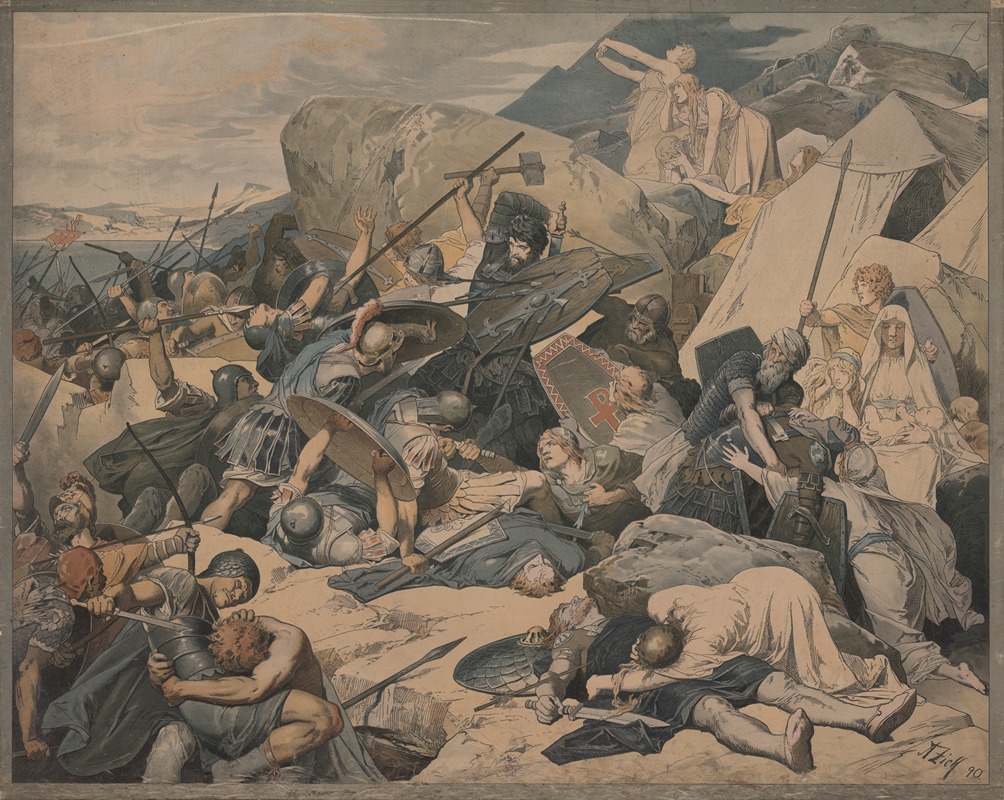 Battle of Mons Lactarius (Battle of the Vesuvius) - Artvee