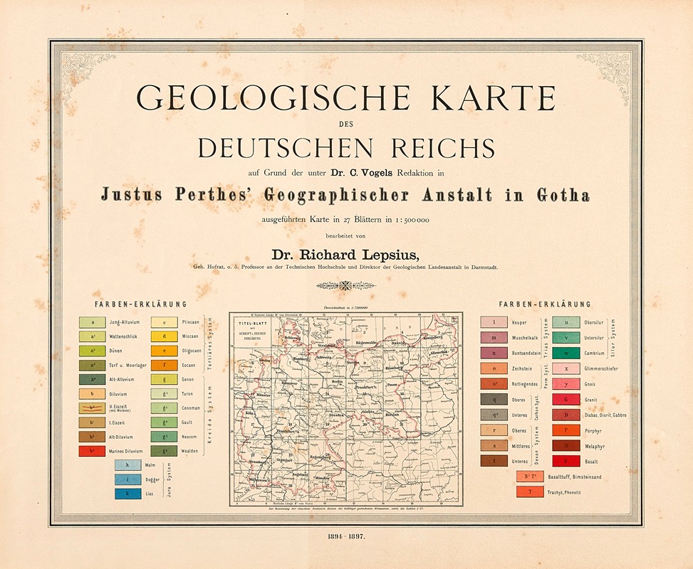 Geological map of the German Empire - Artvee