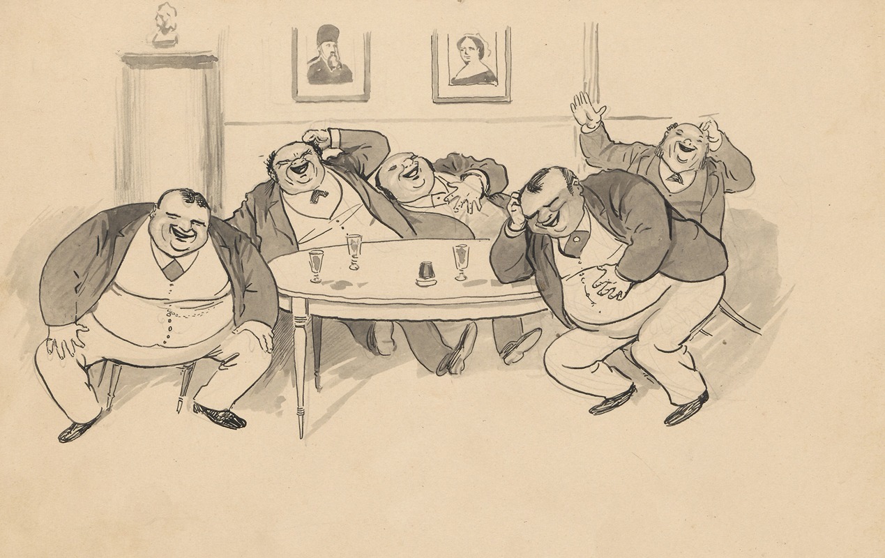 Men around the table - Artvee