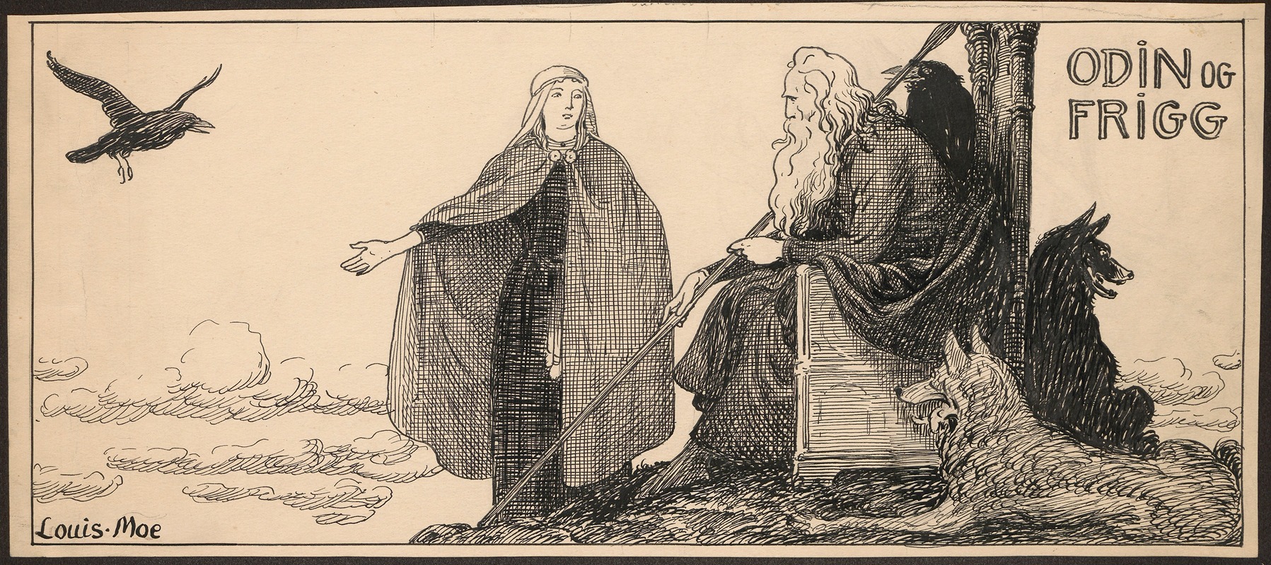 Odin og Frigg - Artvee